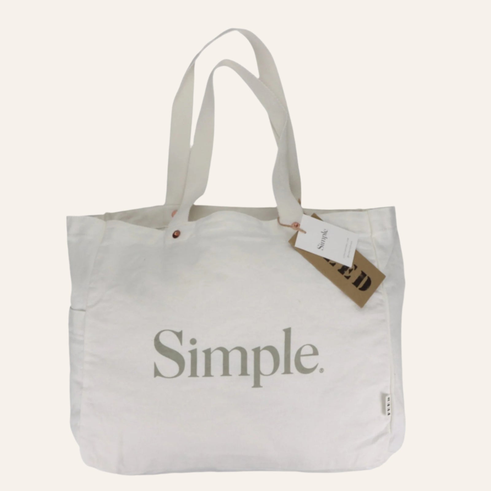 organic cotton rivet tote white – Simple